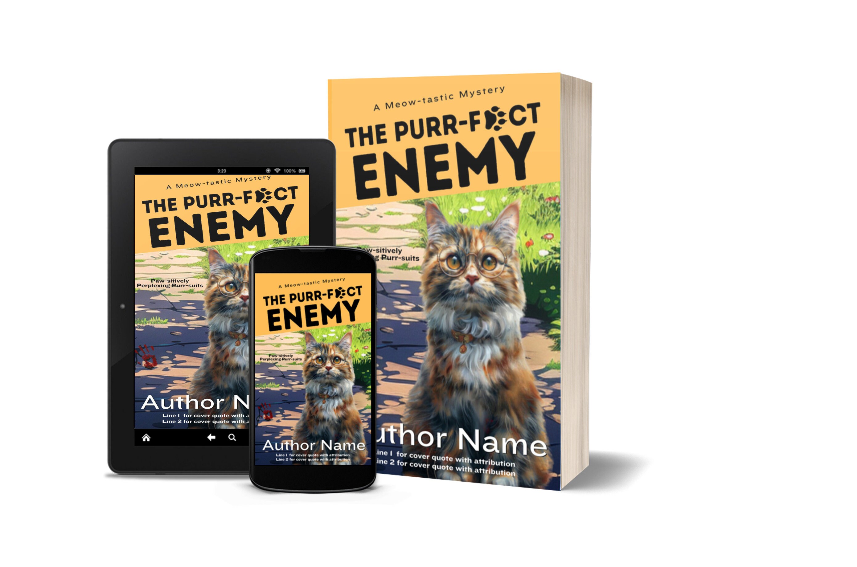 Premade Book Covers, Cat-themed Book, Cozy Book Covers, Mystery Book ...