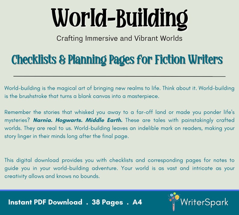 World-building Checklists and Planning Pages for Fiction Writers ...
