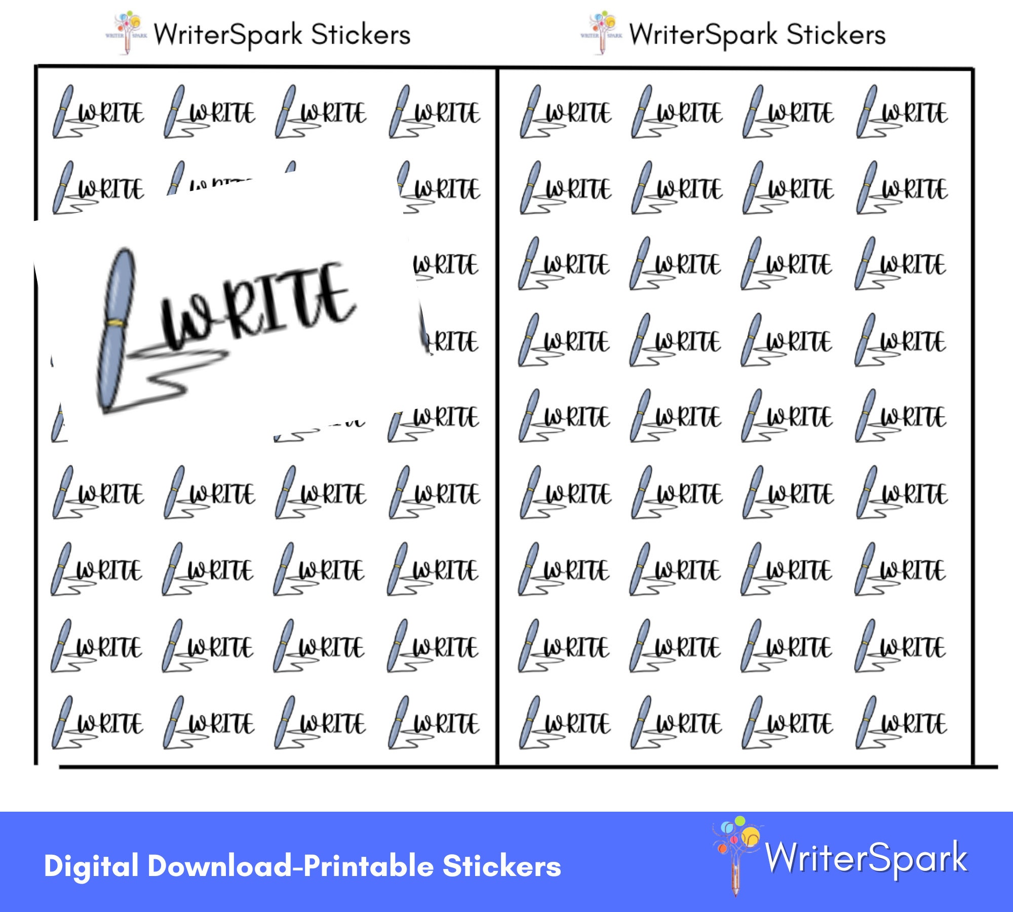 Printable WRITE Stickers - Etsy