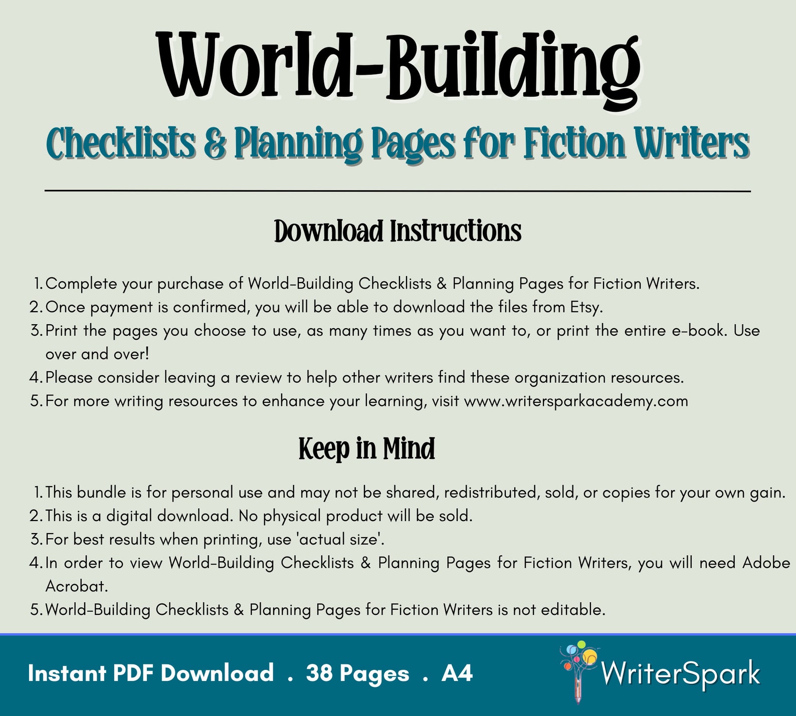 World-building Checklists and Planning Pages for Fiction Writers ...