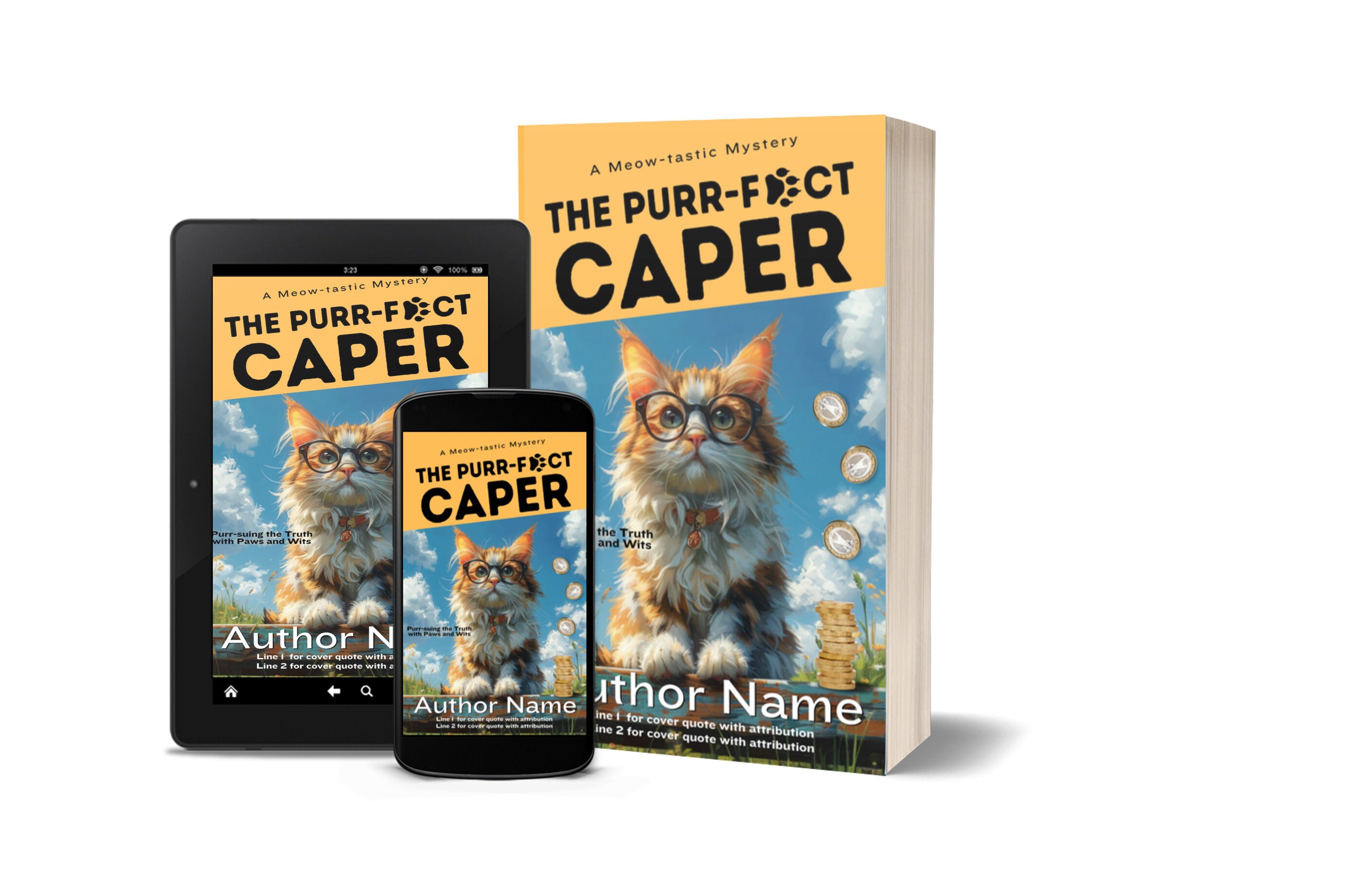 Premade Book Covers, Cat-themed Book, Cozy Book Covers, Mystery Book ...