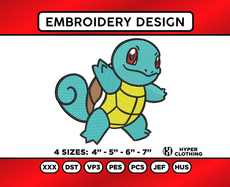 Squirtle Embroidery Design Digital File Instant Download - Etsy