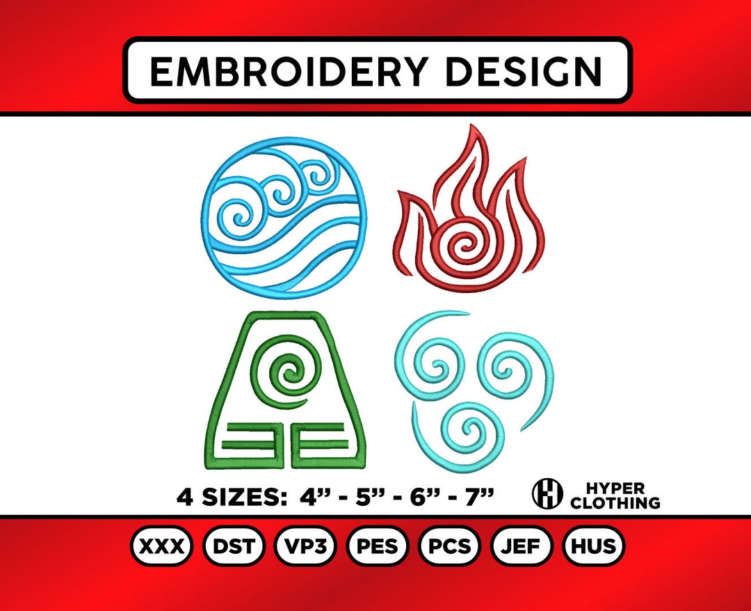 Four Nations Bundle Avatar Embroidery Design Digital File - Etsy