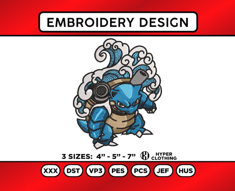 Water Blastoise Embroidery Design Digital File, Instant Download - Etsy