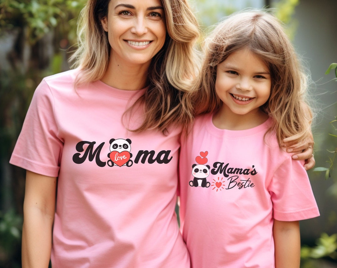 Panda Mama and Mama's Bestie Matching Shirt, Mom Daughter Panda Shirt ...