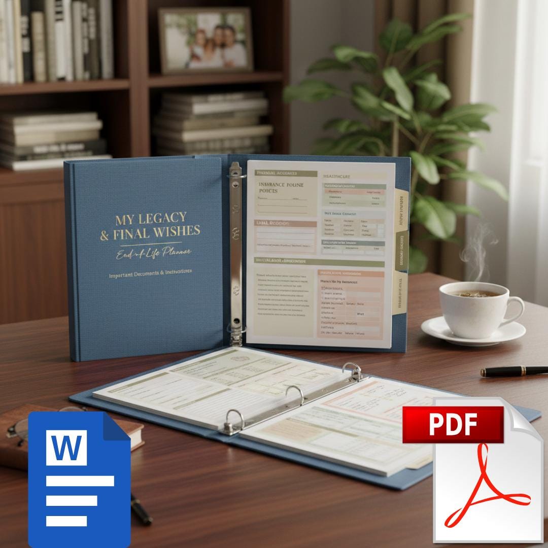 End-of-life Planner Binder | Final Wishes Organizer | Important ...