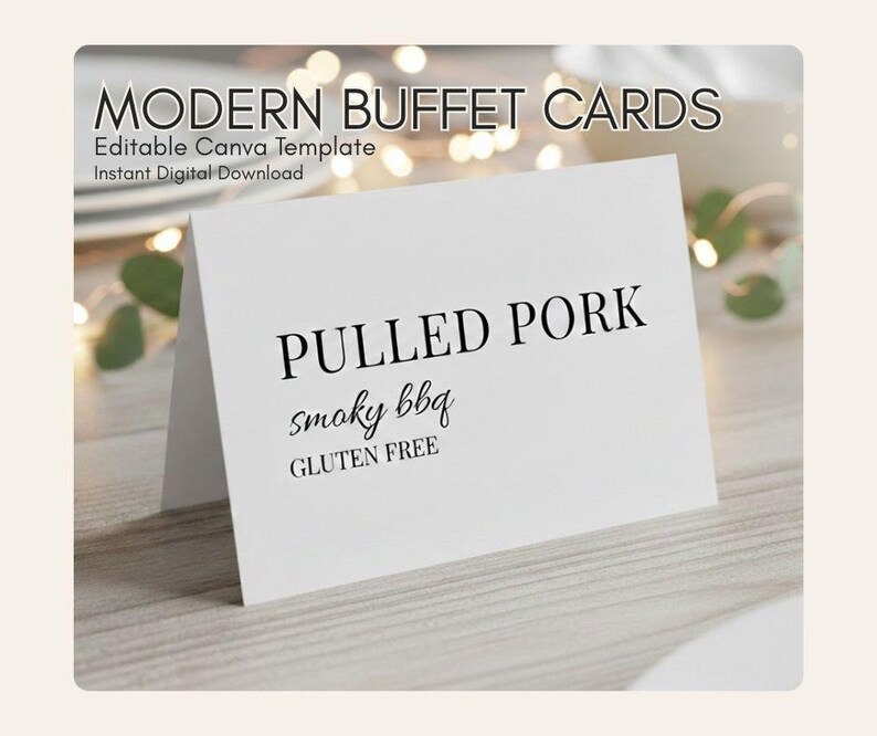 Classic Buffet Food Signs Template, Modern Wedding Food Labels ...