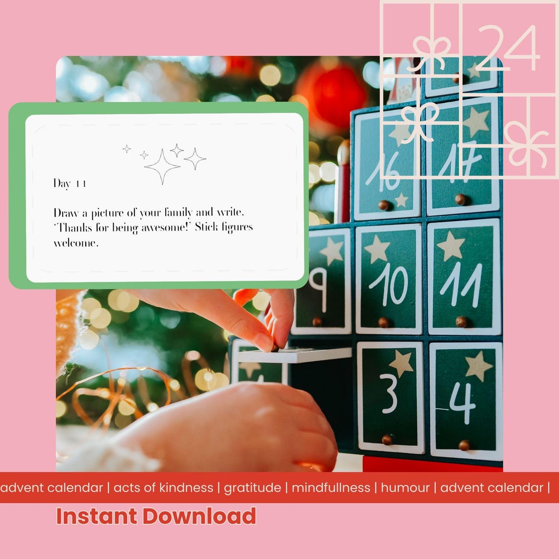 Funny Advent Calendar Notes for Kids | Kindness, Gratitude (digital ...