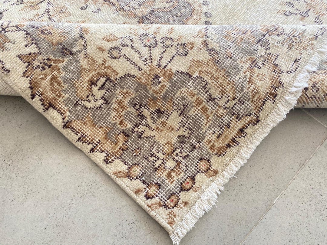 4x7 Beige and Cream Vintage Rug, 4x7 Vintage Rug 4x7 Rug Handmade Wool ...