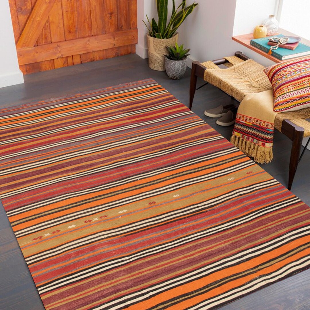 4x8 Area Rug 4x8 Kilim Rug 4x8 VINTAGE TURKISH KILIM Rug 4x8 Kilim Area ...