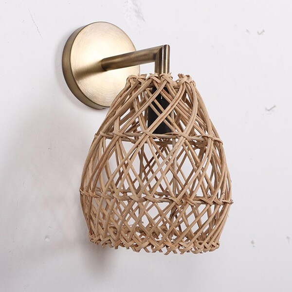 Rattan Sconce - Etsy