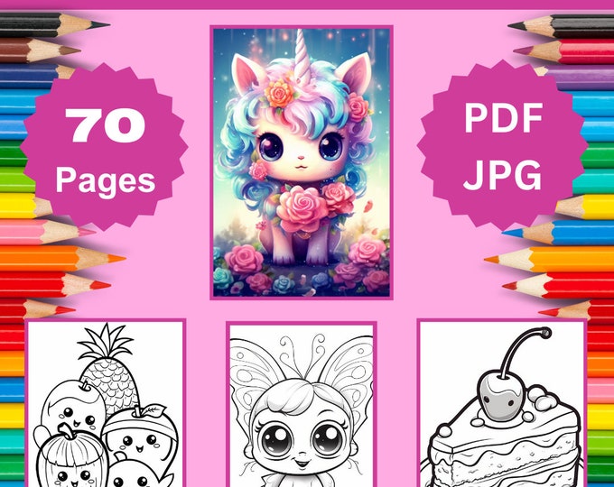 30 Kawaii Coloring Pages Volume 5, Kids, Adults, Instant Download ...