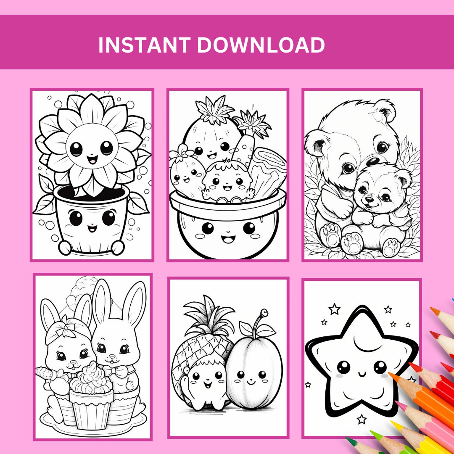 70 Kawaii Coloring Pages, Cute Coloring Book, Kawaii Gifts, Kawaii Food ...