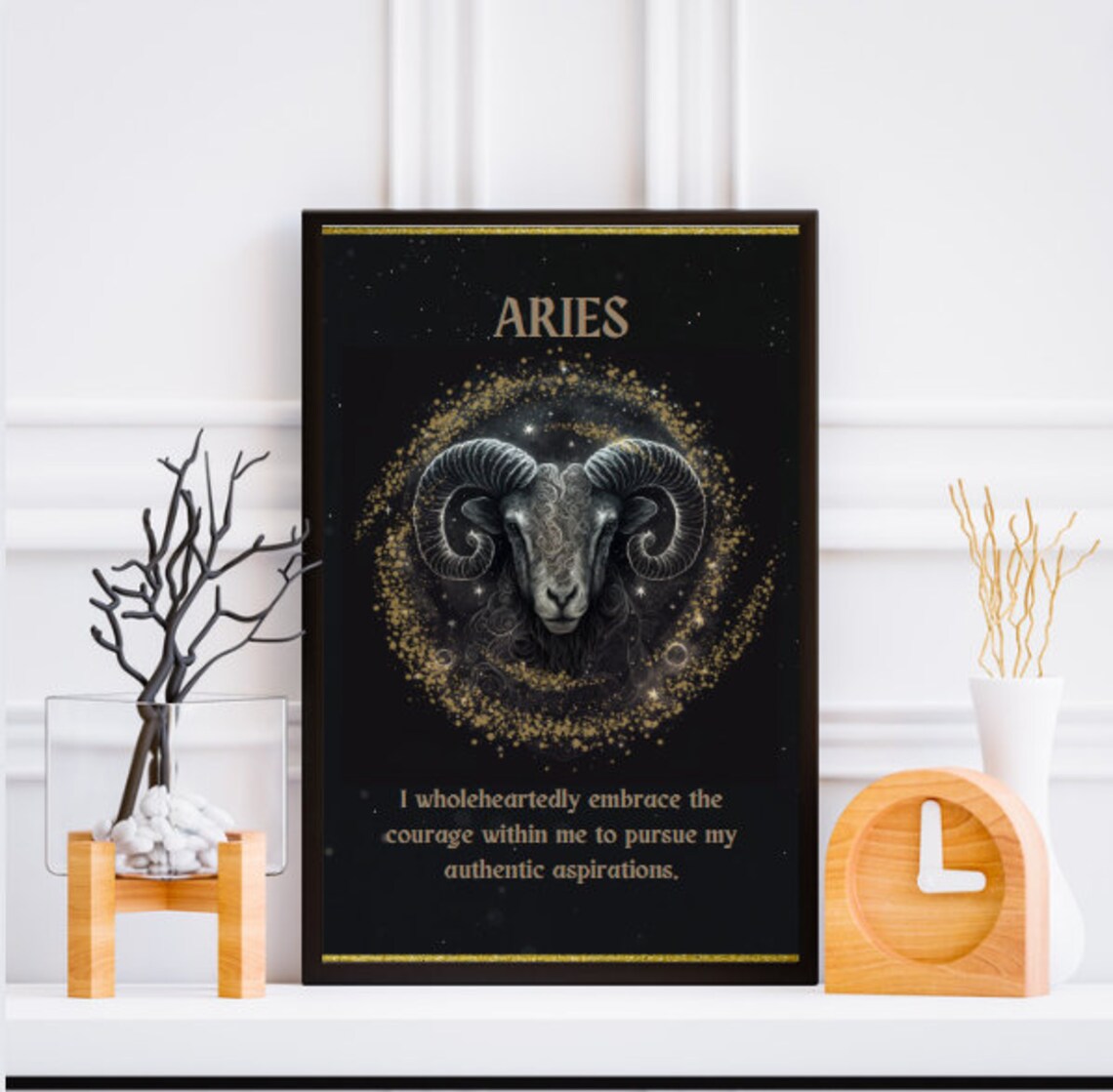 Digital Aries Sign Wallpaper Poster Positive Affirmation Download PNG ...