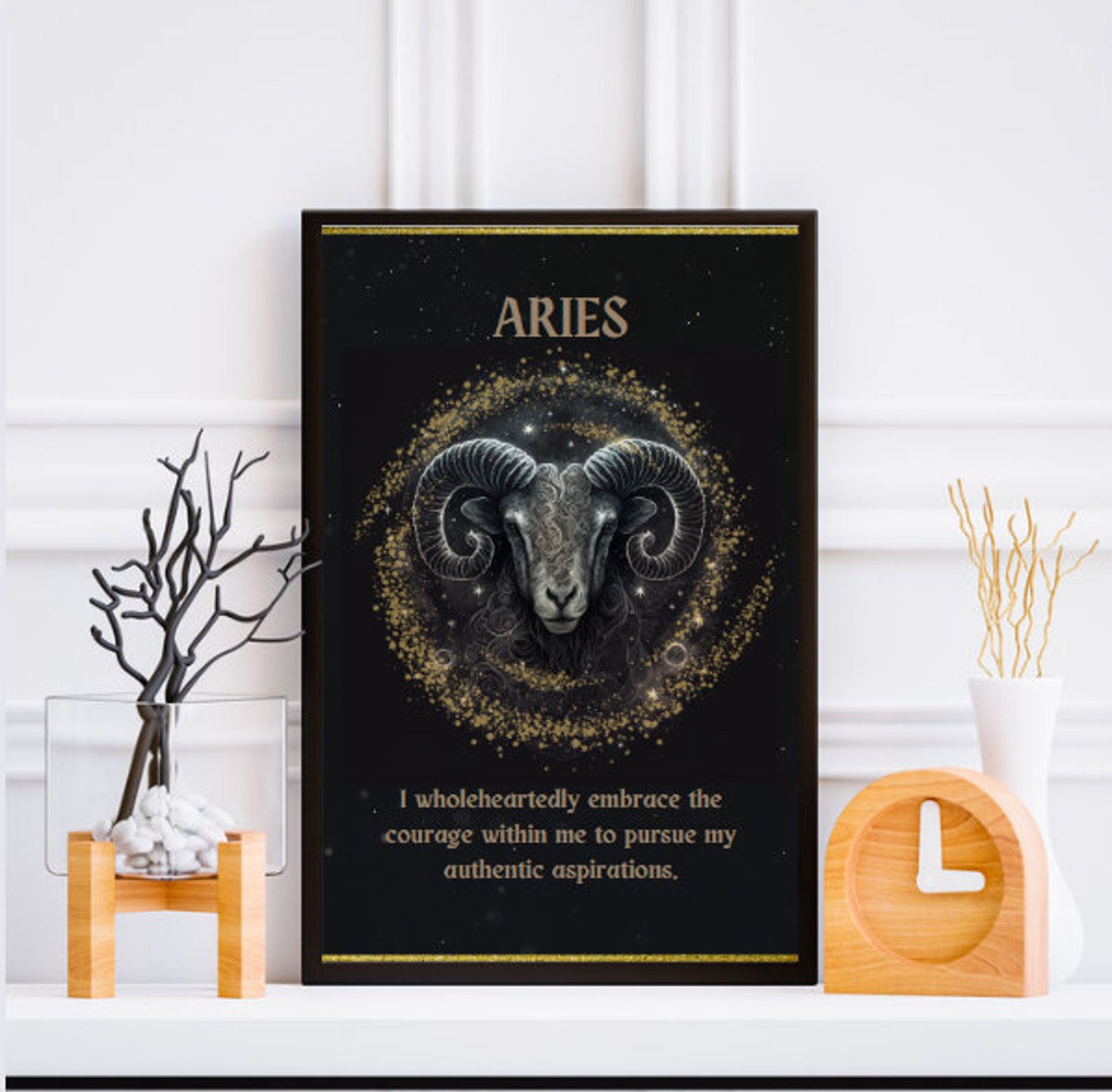 Digital Aries Sign Wallpaper Poster Positive Affirmation Download PNG Astrological Sign Fire ...