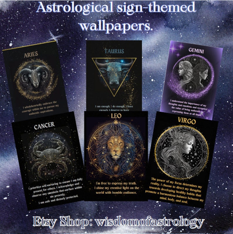 Digital Aries Sign Wallpaper Poster Positive Affirmation Download PNG ...