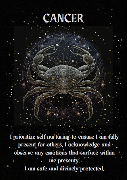 Cancer Sign Wallpaper Poster Positive Affirmation Digital Download PNG ...