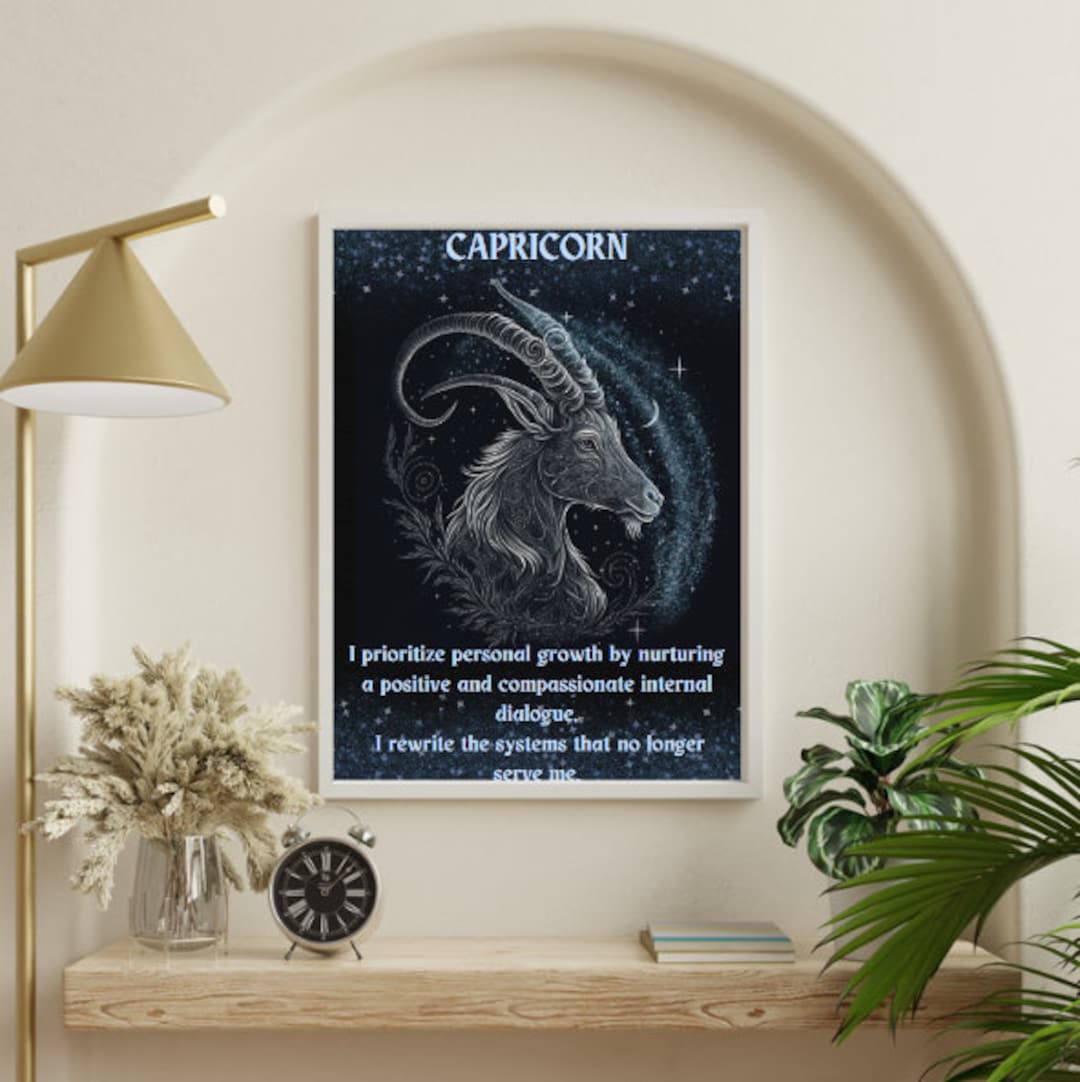 Capricorn Zodiac Sign Poster: Positive Affirmation Art (digital ...