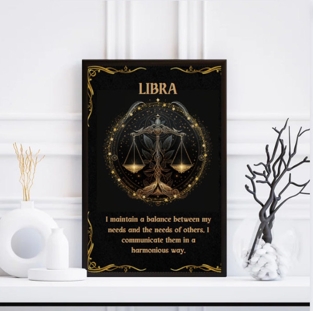Libra Sign Wallpaper Poster Positive Affirmation Digital Download PNG ...