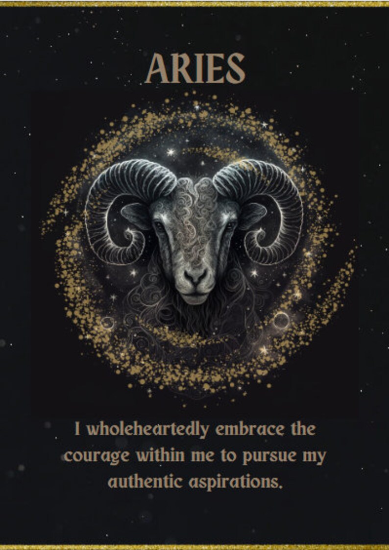 Digital Aries Sign Wallpaper Poster Positive Affirmation Download PNG Astrological Sign Fire ...