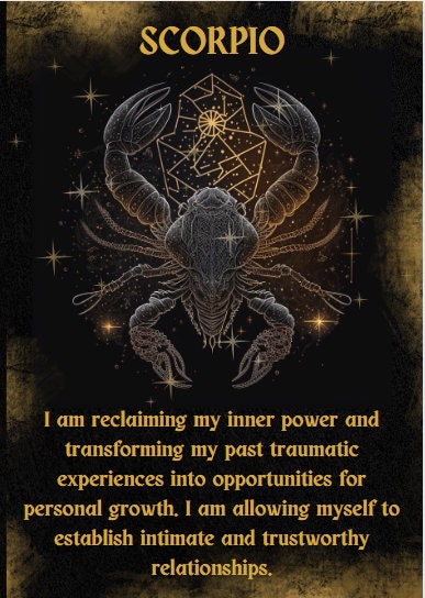 Scorpio Sign Wallpaper Poster Positive Affirmation Digital Download PNG ...