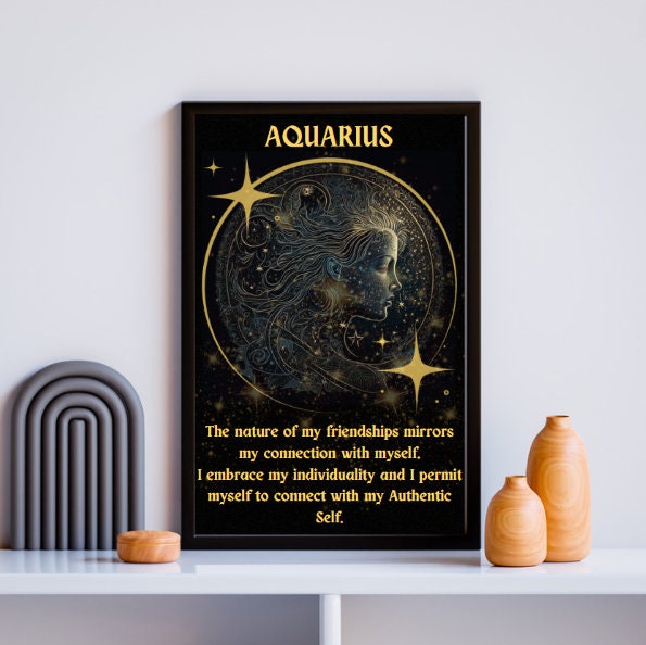Aquarius Sign Wallpaper Poster Positive Affirmation Digital Download ...