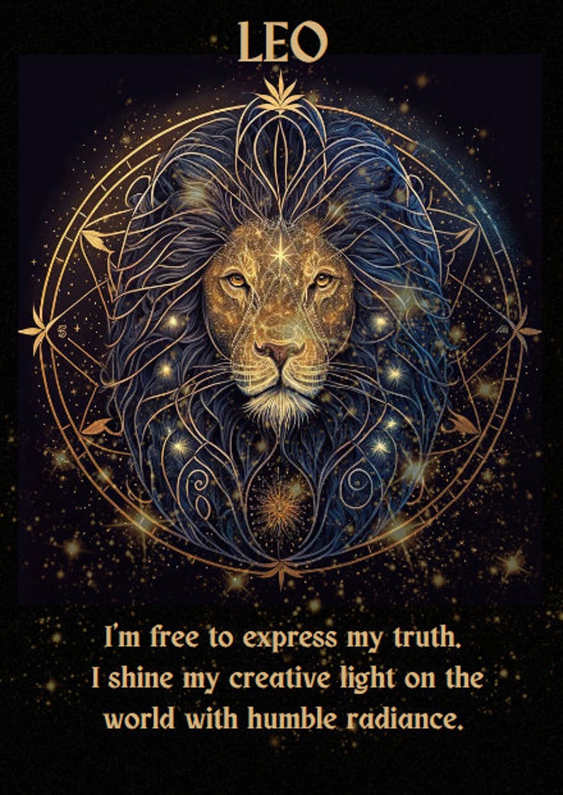 Leo Sign Wallpaper Poster Positive Affirmation Digital Download PNG ...