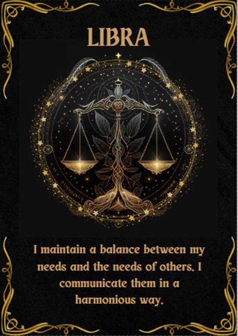 Libra Sign Wallpaper Poster Positive Affirmation Digital Download PNG ...