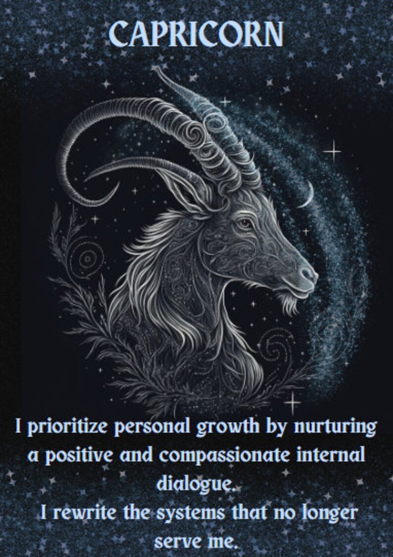 Capricorn Zodiac Sign Poster: Positive Affirmation Art (digital ...