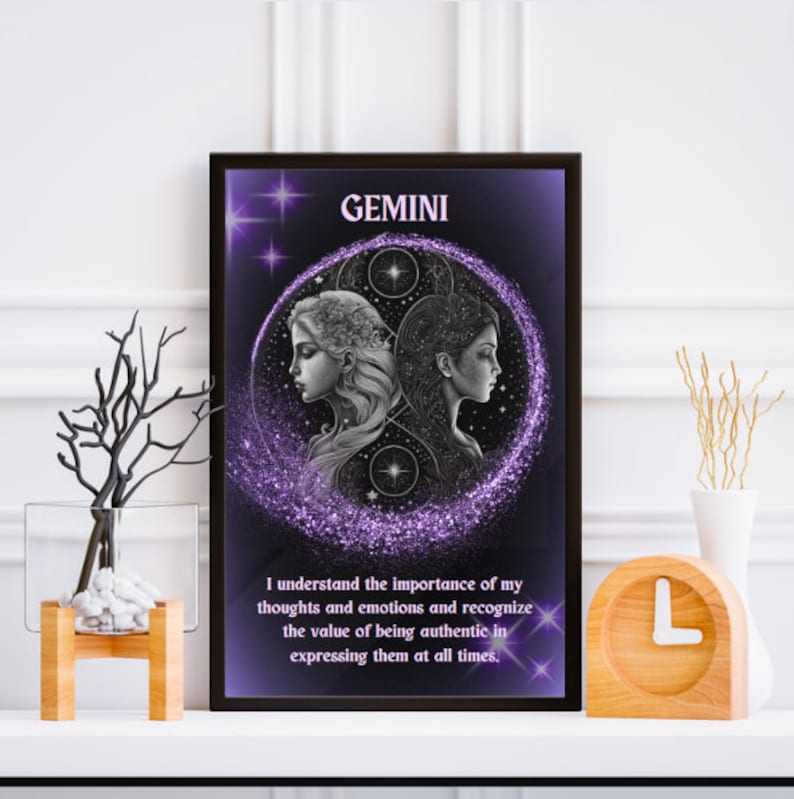 Gemini Sign Wallpaper Poster Positive Affirmation Digital Download PNG ...