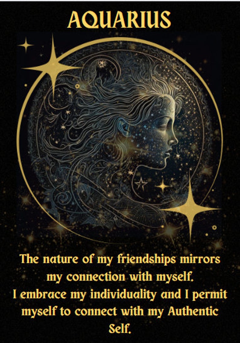 Aquarius Sign Wallpaper Poster Positive Affirmation Digital Download ...