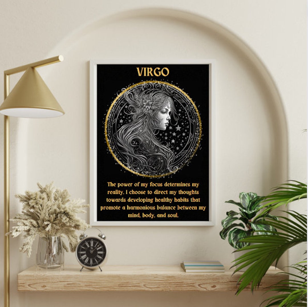 Virgo Sign Wallpaper Poster Positive Affirmation Digital Download PNG ...
