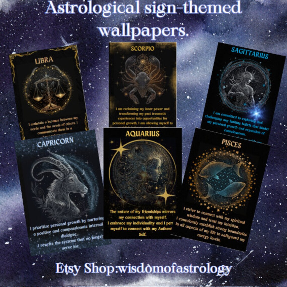 Digital Aries Sign Wallpaper Poster Positive Affirmation Download PNG Astrological Sign Fire ...