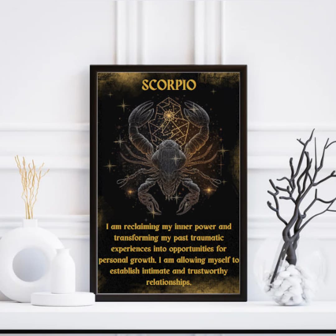 Scorpio Sign Wallpaper Poster Positive Affirmation Digital Download PNG ...