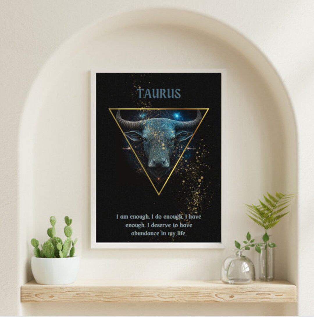 Taurus Sign Wallpaper Poster Positive Affirmation Digital Download PNG ...