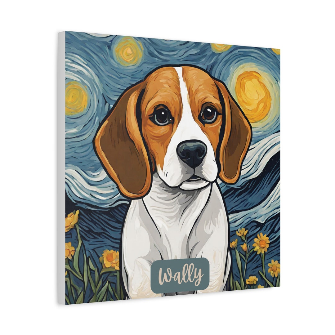 Cute Beagle Canvas Print Dog Artwork for Hallway Personalize Beagle ...