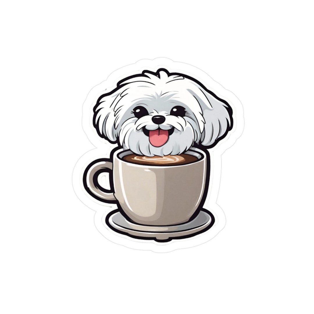 Maltese Coffee Sticker Vinyl Decal of Maltese Gift for Coffee Lovers ...