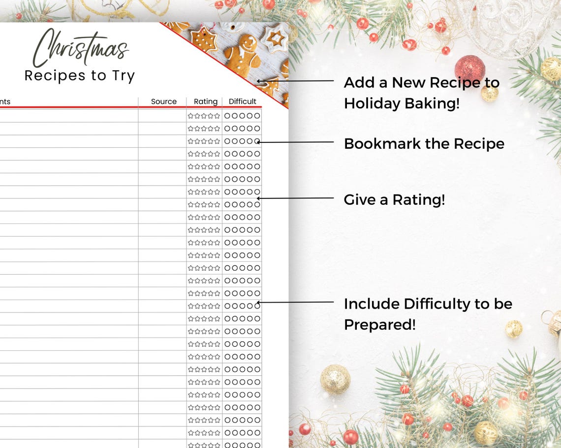 Christmas Baking Planner Bundle Printable, Holiday Baking, Grocery List ...