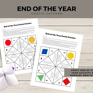 End of the Year Activity Cootie Catcher Printable, Game for 2-6 Grade ...