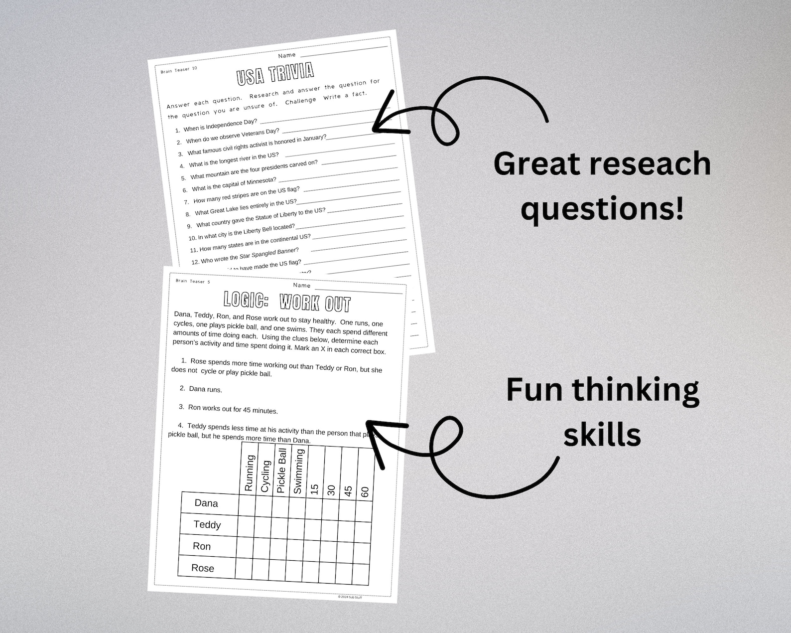 Brain Teasers Word Puzzles Bundle for Grades 3-6 Printable, Thinking ...