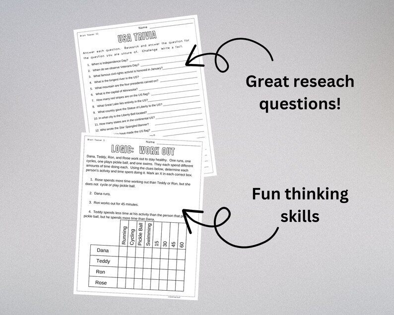 Brain Teasers Word Puzzles Bundle for Grades 3-6 Printable, Thinking ...