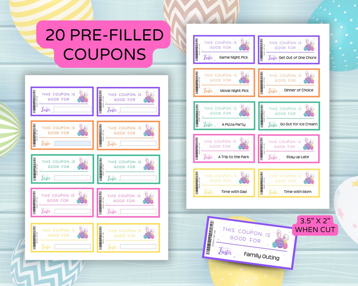 Printable Easter Coupons for Kids, Editable Kids Easter Coupon Book ...