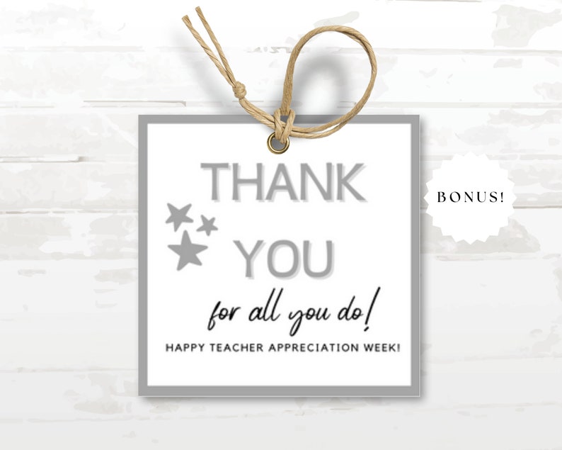 Printable Teacher Appreciation Gift Tag, Thank You for All You Do, You ...