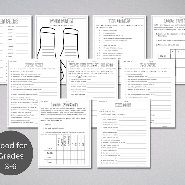 Printable Logic Puzzles - Etsy