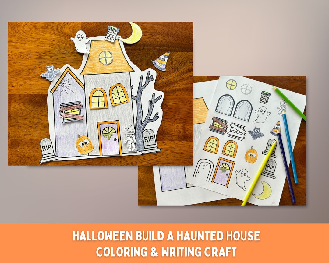 Build a Haunted House Craft Printable, Halloween Coloring Pages ...