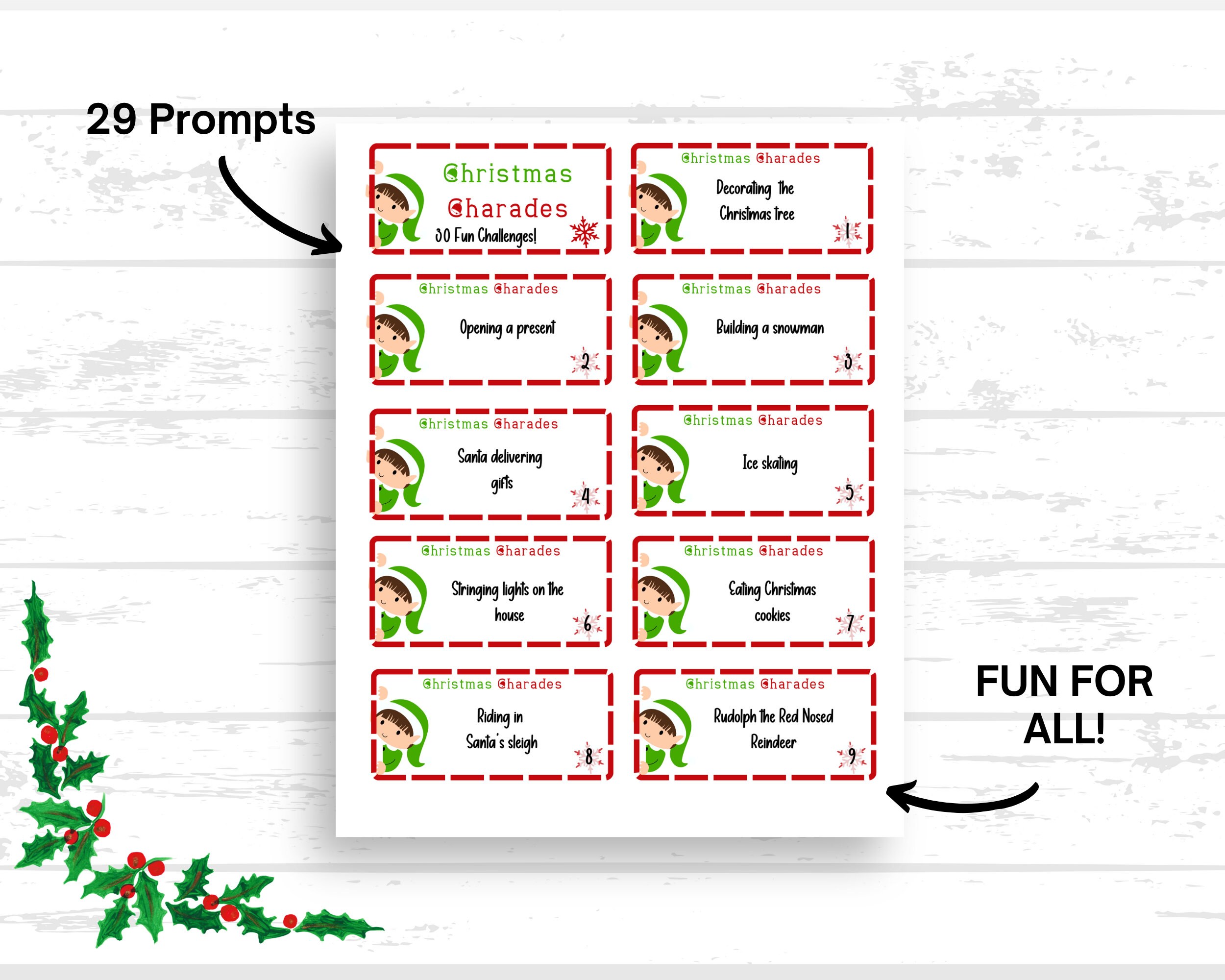 Christmas Charades, Draw It Game, Christmas Family Game, Christmas ...