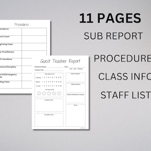 Substitute Teacher Binder Editable Template, Substitute Plans, Sub Plan ...