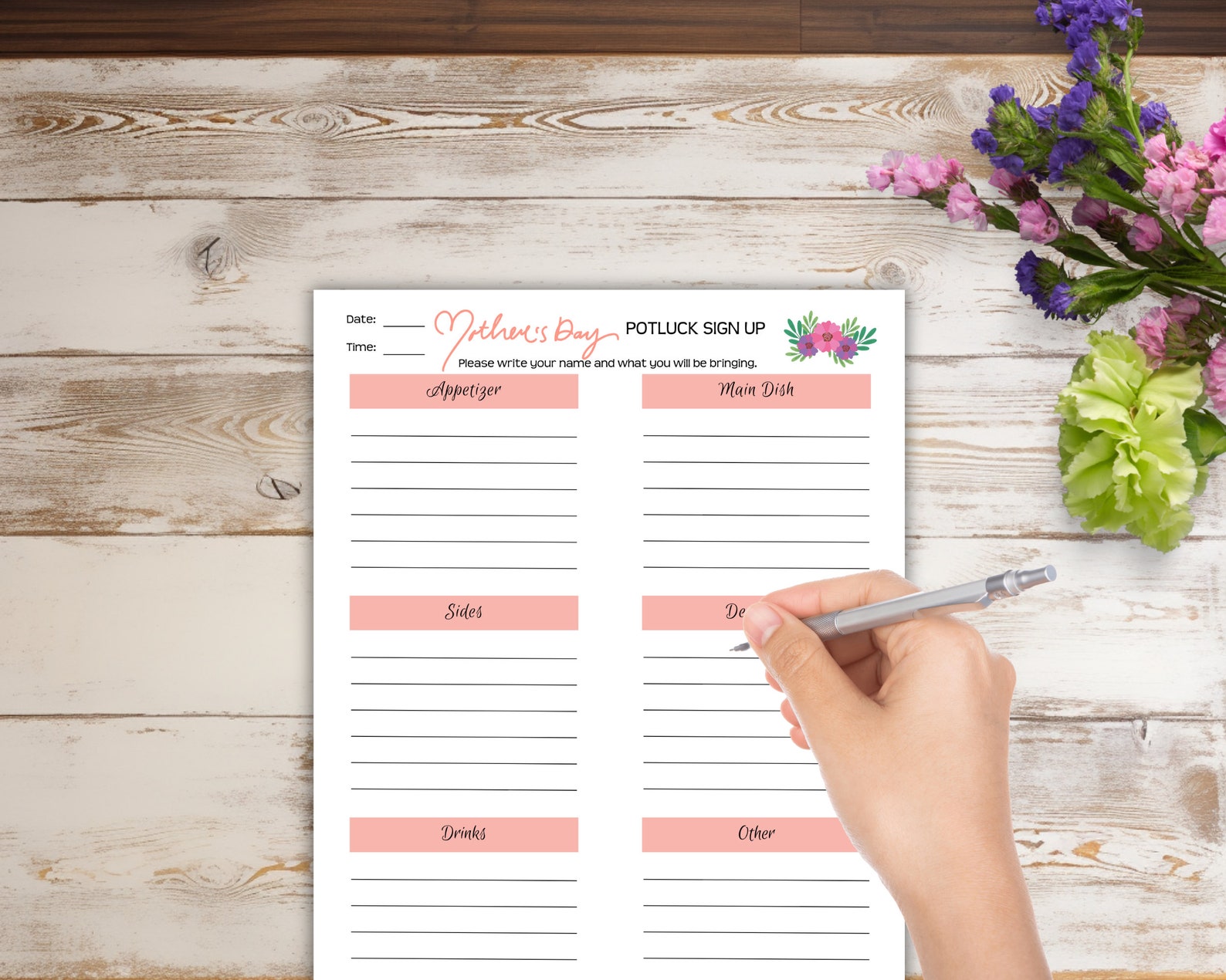 Mother's Day Potluck Sign up Sheet Printable, Mother's Day Brunch ...