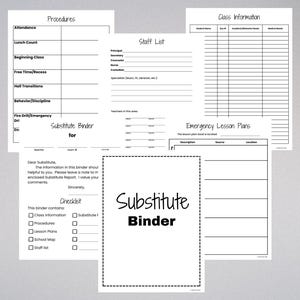 Substitute Teacher Binder Editable Template, Substitute Plans, Sub Plan ...