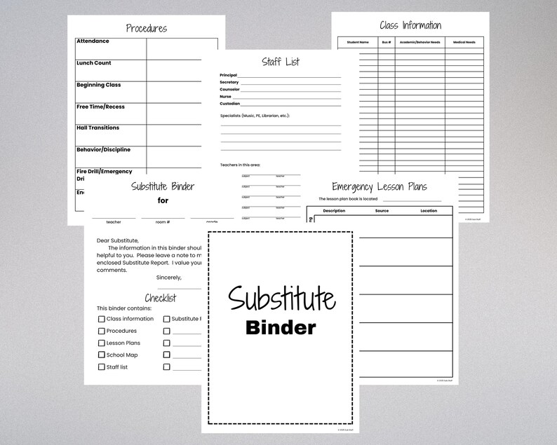 Substitute Teacher Binder Editable Template, Substitute Plans, Sub Plan ...